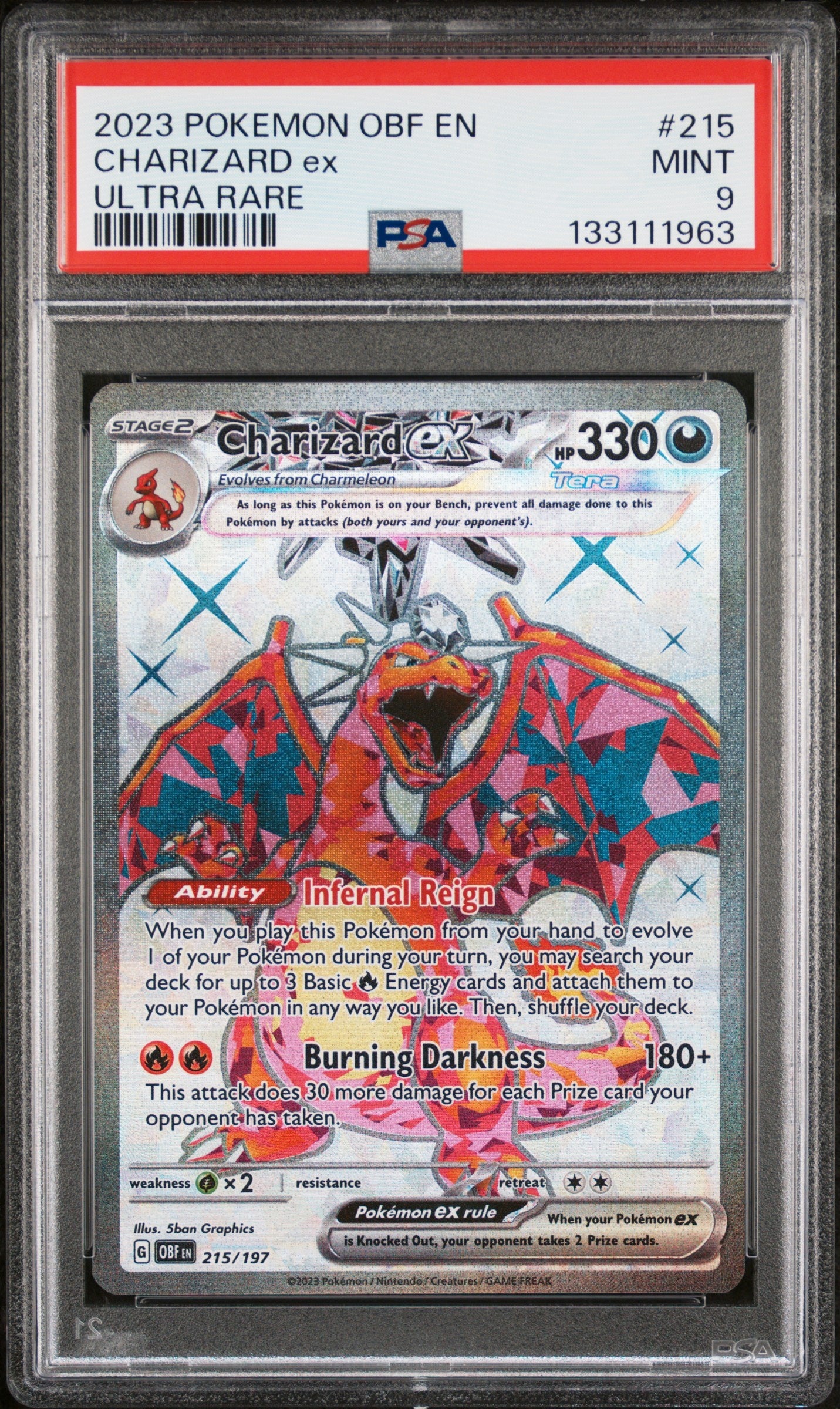 2023 Pokemon Obf En-Obsidian Flames 215 Charizard Ex Ultra Rare - PSA 9 ...