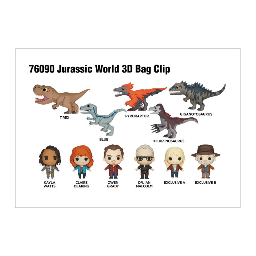 Jurassic World 3d Pvc Bag Clips Blind Bag Display Of 24 Ozzie