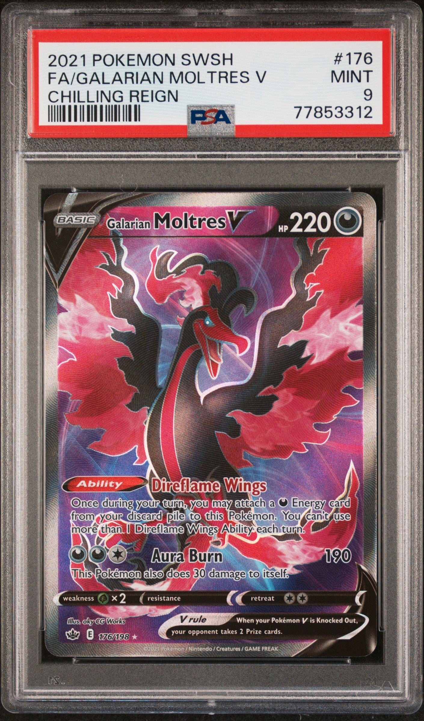 2021 Pokemon Sword & Shield Chilling Reign 176 Fa/Galarian Moltres V Chilling Reign | Ozzie ...