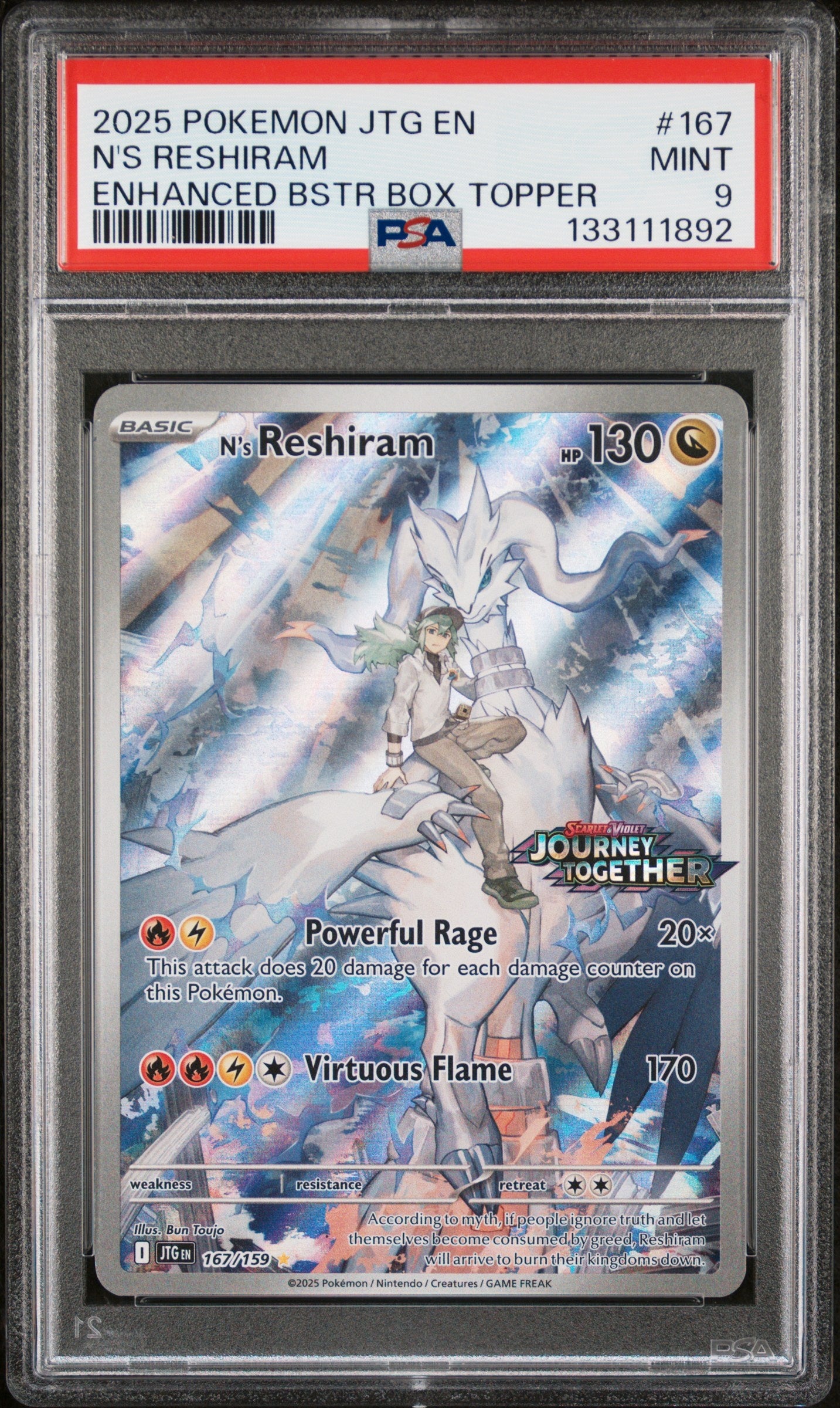 2025 Pokemon Jtg En-Journey Together 167 N's Reshiram Enhanced Bstr Box ...