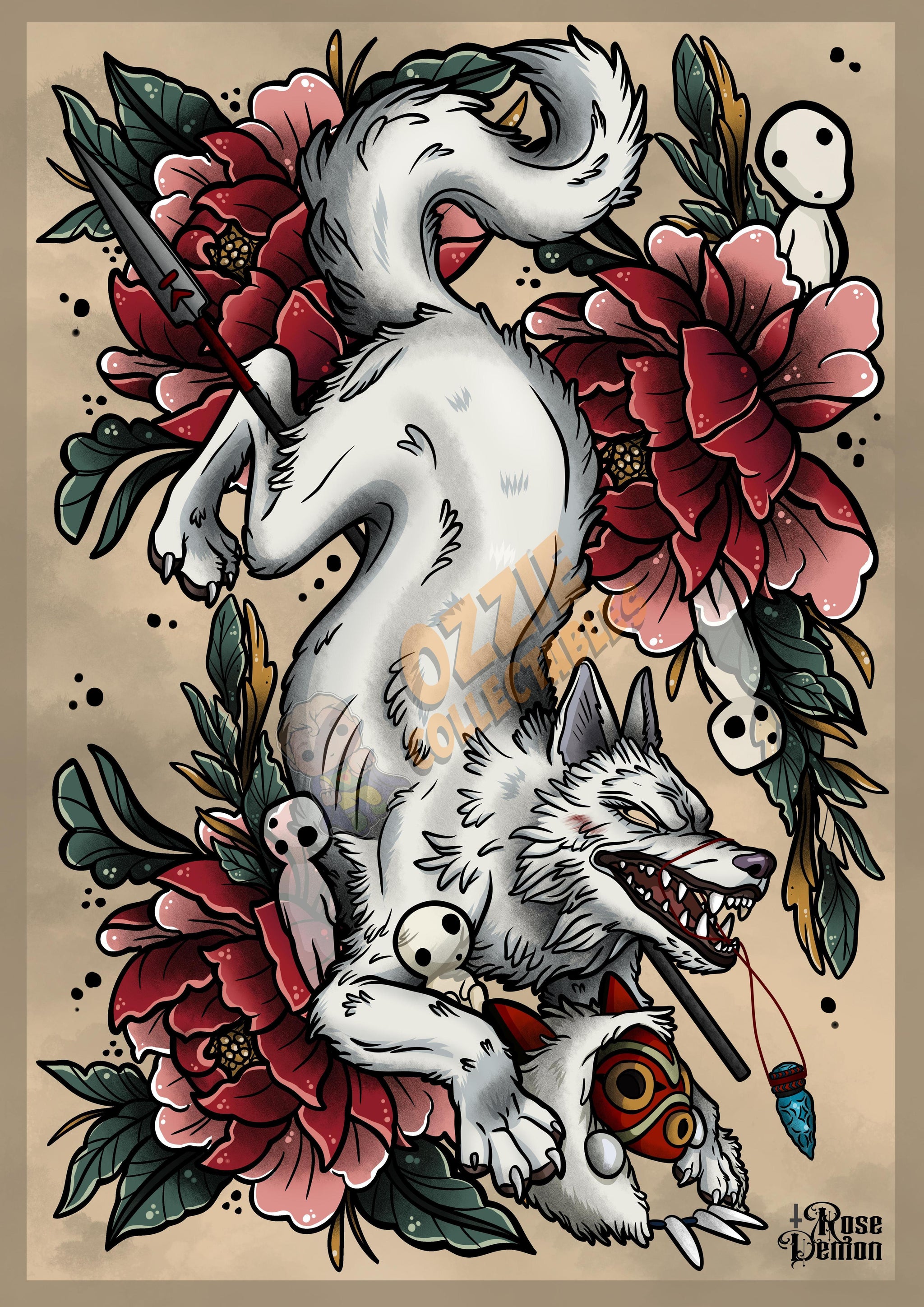Moro Princess Mononoke Fan Art Print By Rose Demon - RoseDemon Art ...
